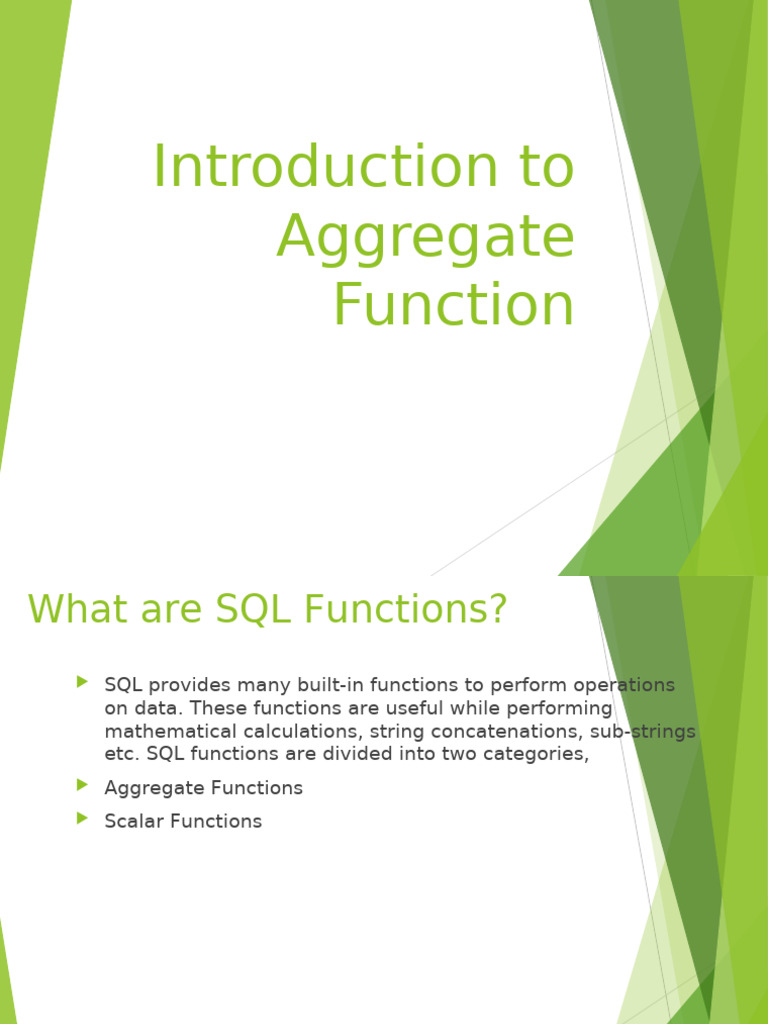 Aggregate Functions (Lecture 11) | PDF