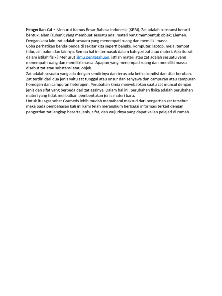 Pengertian Zat | PDF