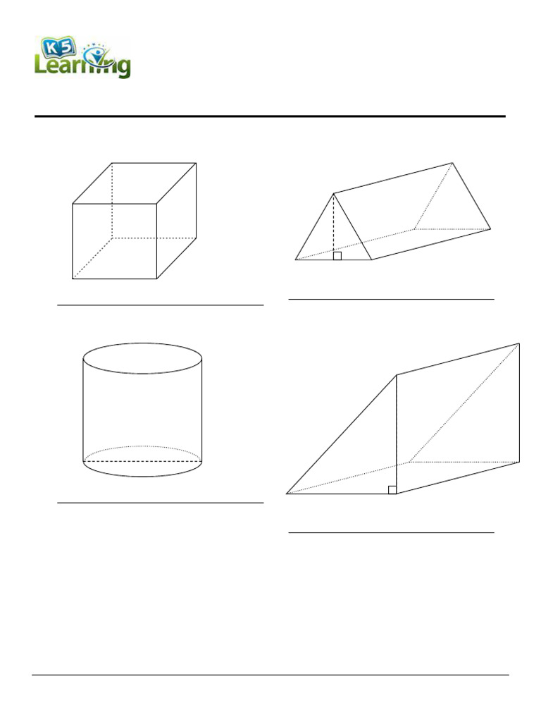 Grade 6 Geometry Worksheet - Volume & Surface Area of 3D Shapes | PDF