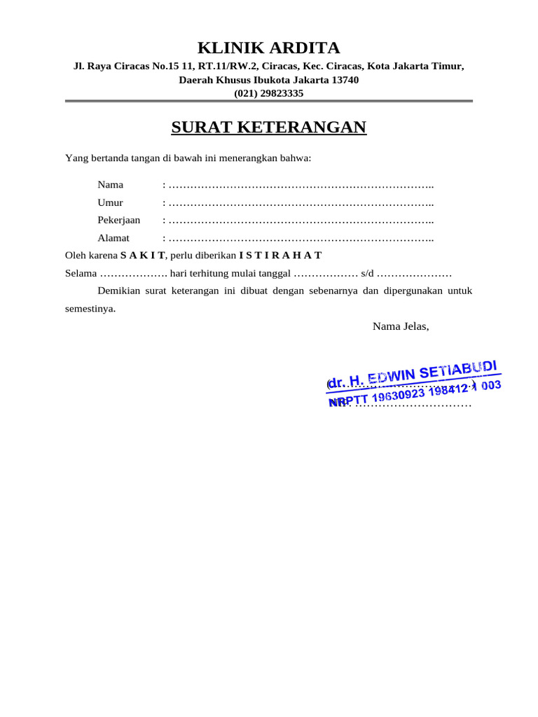 Contoh Surat Dokter | PDF