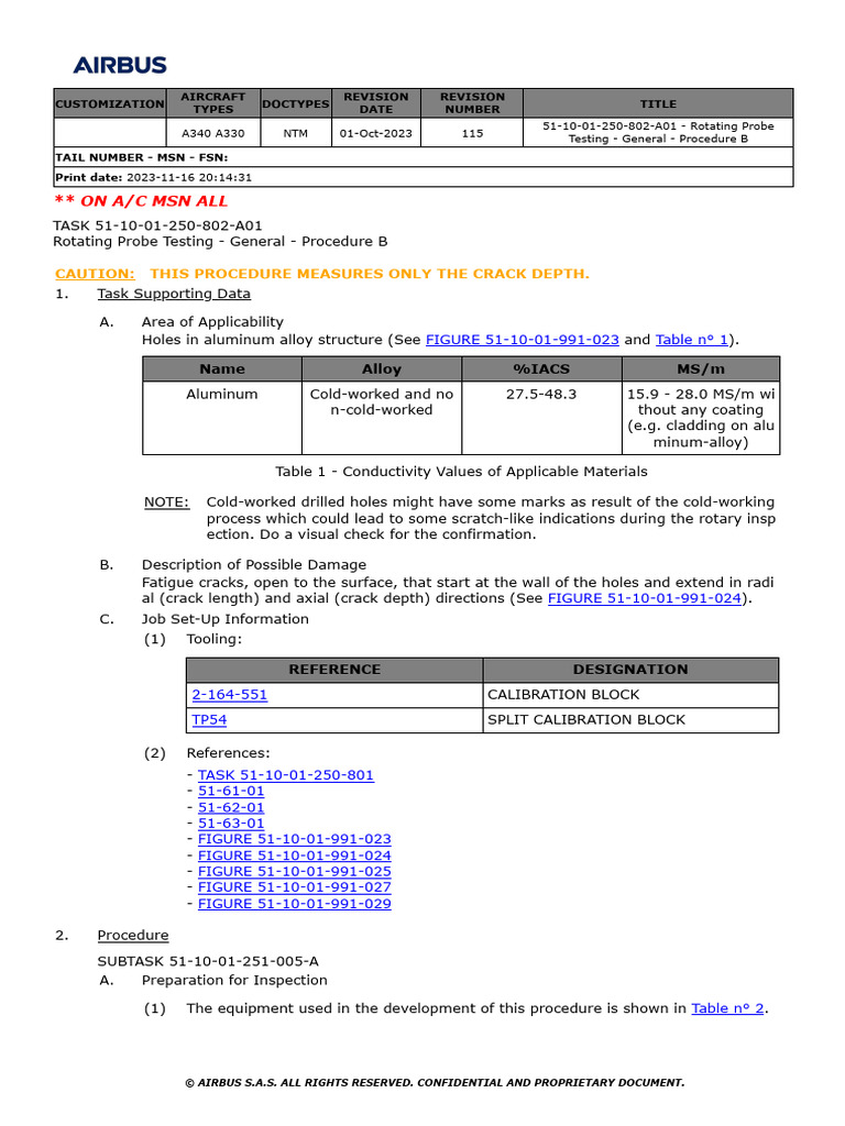 A330 - NTM - 01-Oct-2023 - 51-10-01-250-802-A01 - Rotating Probe ...
