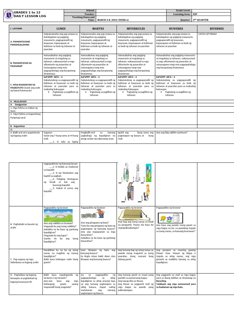 DLL Esp-1 Q3 W6 | PDF