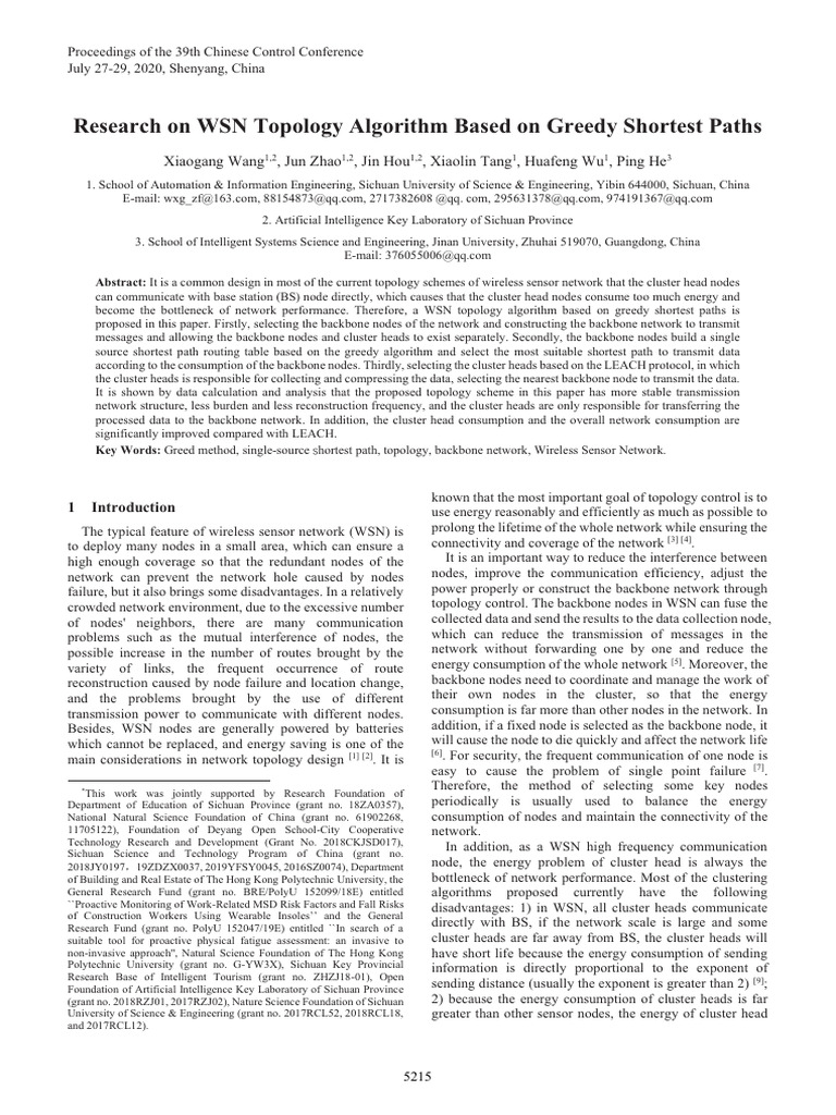 22research On WSN Topology Algorithm Based On Greedy Shortest Paths | PDF