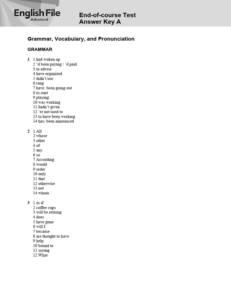 EF4e Adv Endtest A AK | PDF