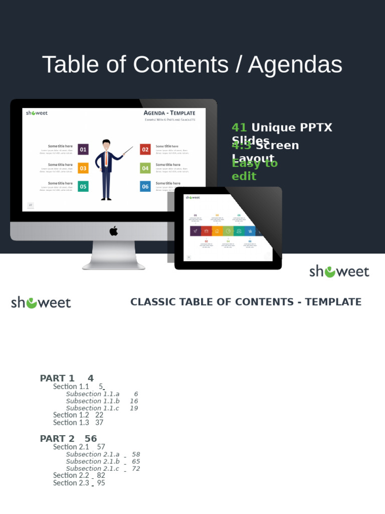 Table Contents Agenda Showeet (Standard) | PDF
