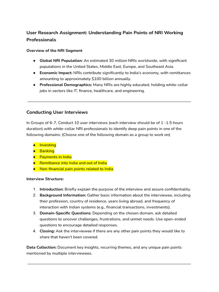 User Research Assignment - Understanding Pain Points of NRI Working ...