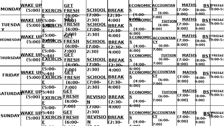 Time Table | PDF