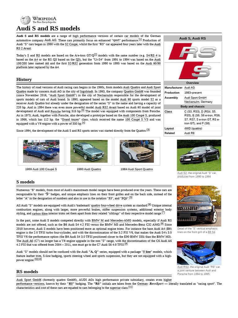 Audi S and RS Models | PDF