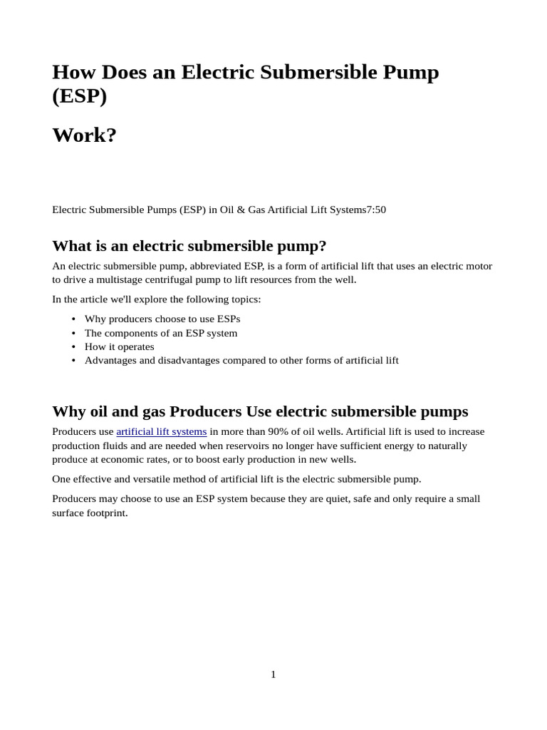 Electric Submersible Pump Esp Pdf
