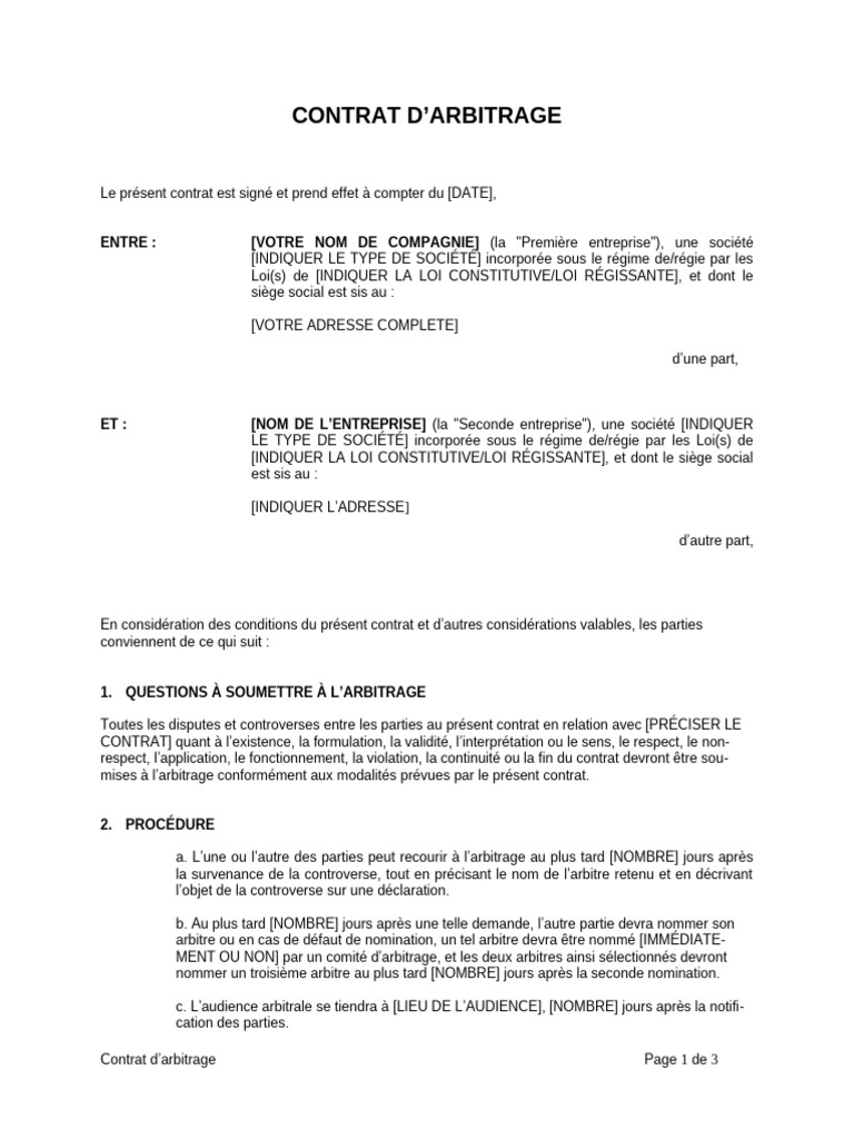 Contrat D - Arbitrage | PDF
