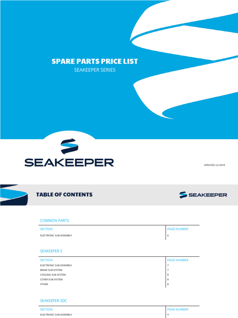 Spare Parts List-Seakeeper Series-3.6.2018 | PDF