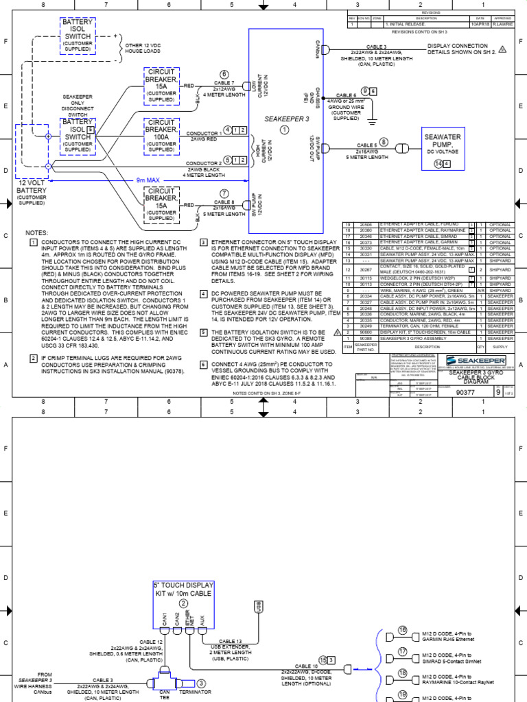 Rev 9 SEAKEEPER 3 Gyro Cable Block Diagram 27JUL2022 | PDF
