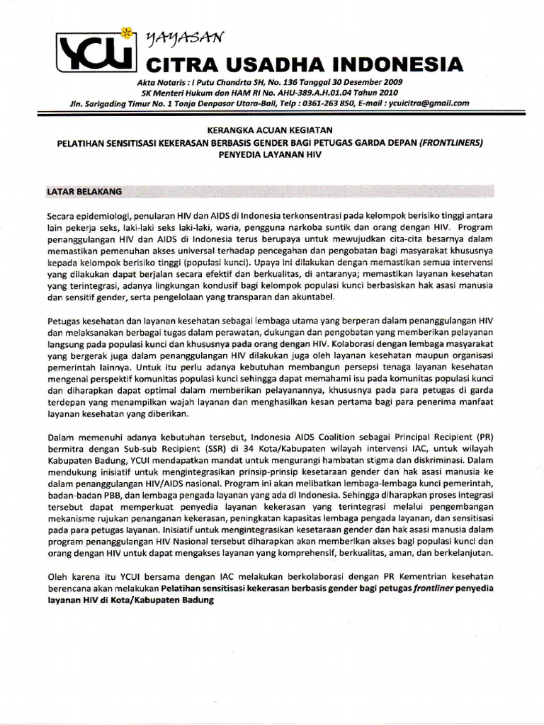 TOR Kegiatan BL 72 Badung | PDF