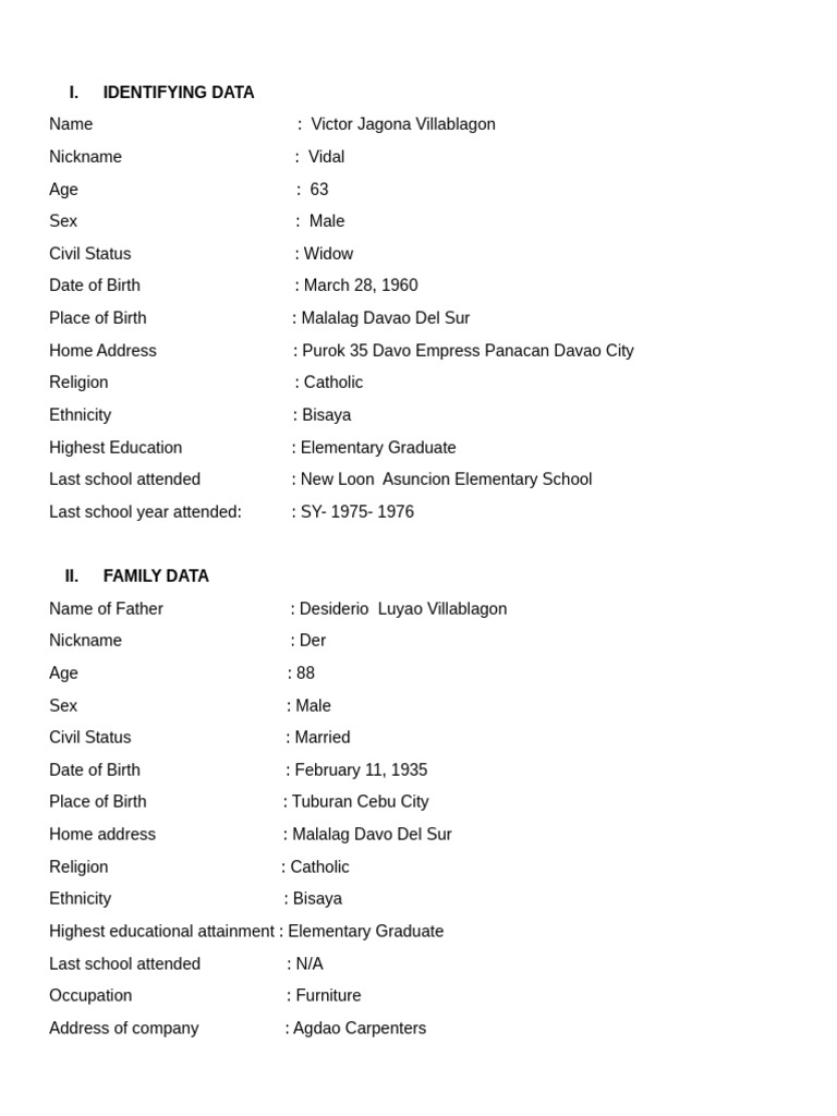 Final Intake Sheet | PDF