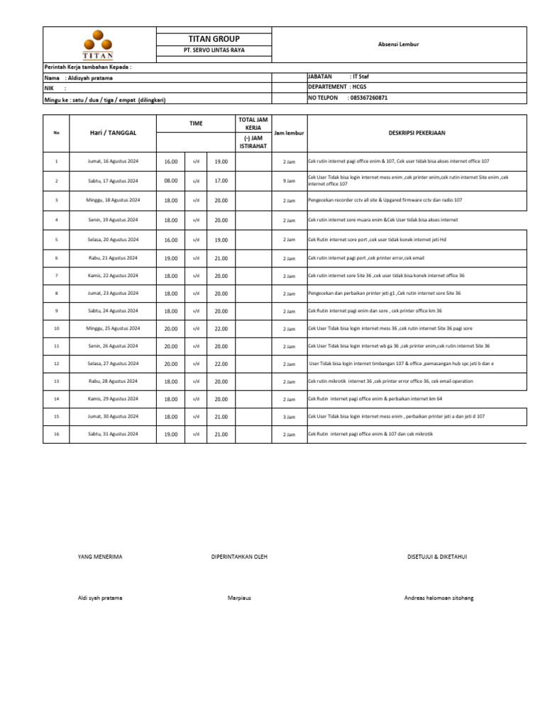 FORM SPL AGUSTUS WEEK 3-4 2024 | PDF