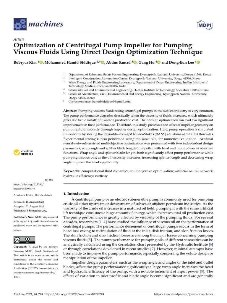 9 Optimization Of Centrifugal Pump Impeller For Pumping Viscous Fluids Using Direct Design