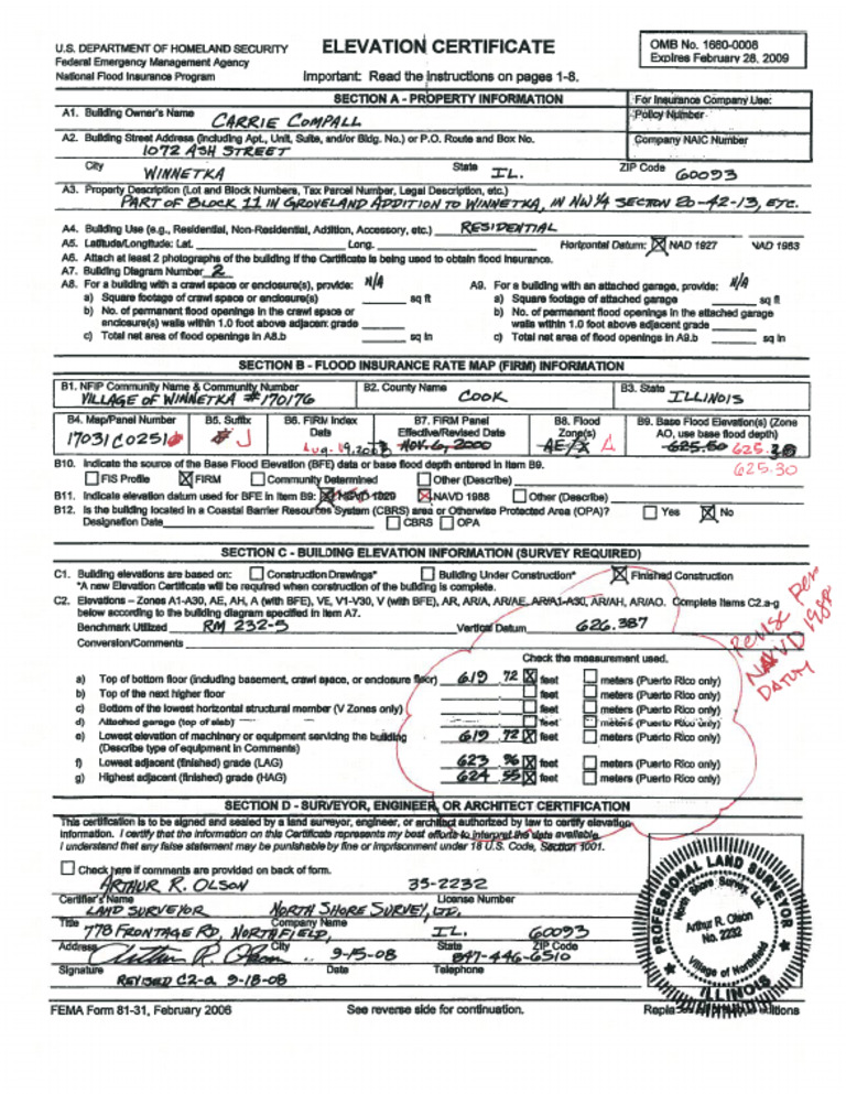 1072 Ash Street Elevation Certificate (PDF) (1) | PDF