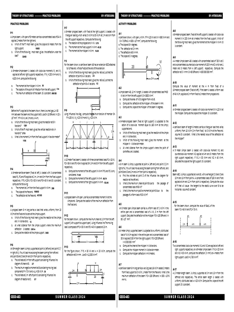 Practice Problems-Theory of Structures | PDF