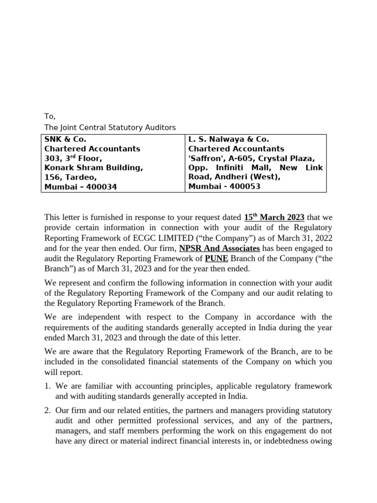 Attachment II Independence Confirmation Certificate | PDF