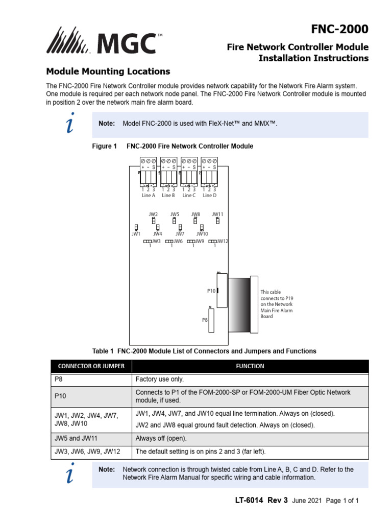 LT-6014 FNC-2000 Fire Network Instr Sheet | PDF | Electrical Connector ...