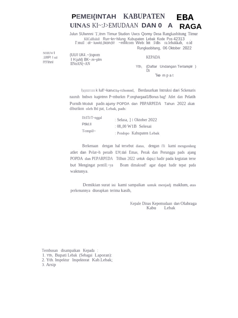 Undangan Penghargaan Peraih Mendali POPDA | PDF