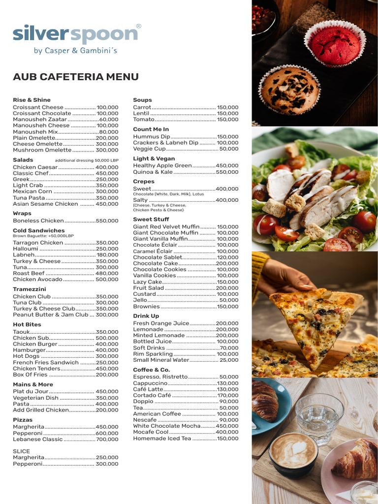 Aub Cafeteria Menu | PDF
