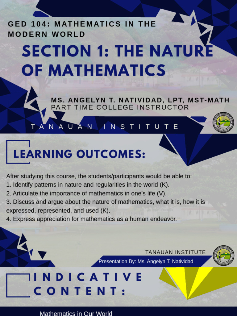 Section 1 The Nature of Mathematics | PDF | Symmetry | Pattern