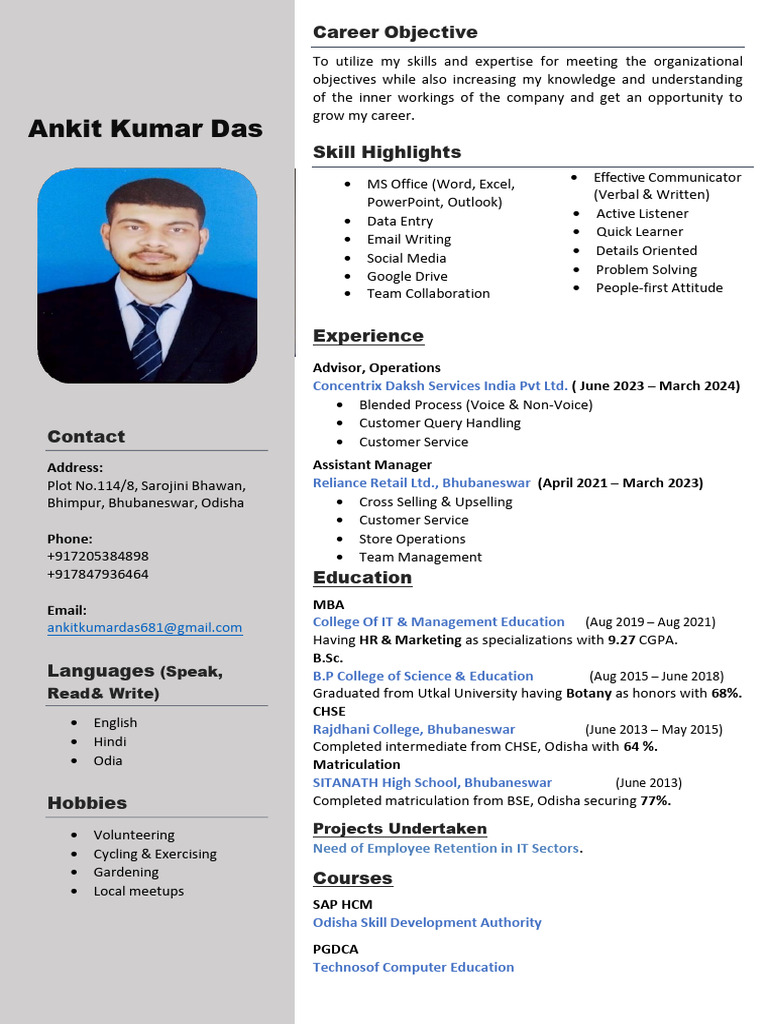 Resume Ankit Kumar Das | PDF