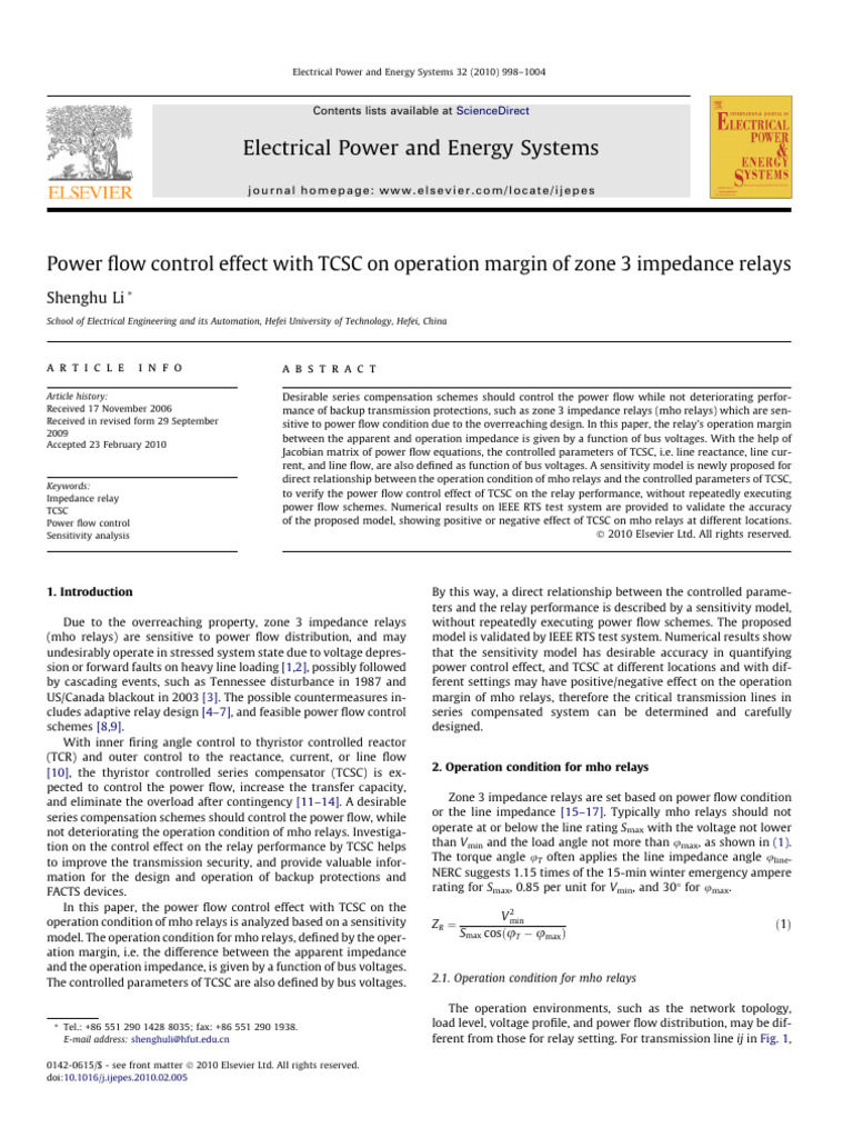 Power Flow Control Effect With TCSC On Operation Margin of Zone 3 ...