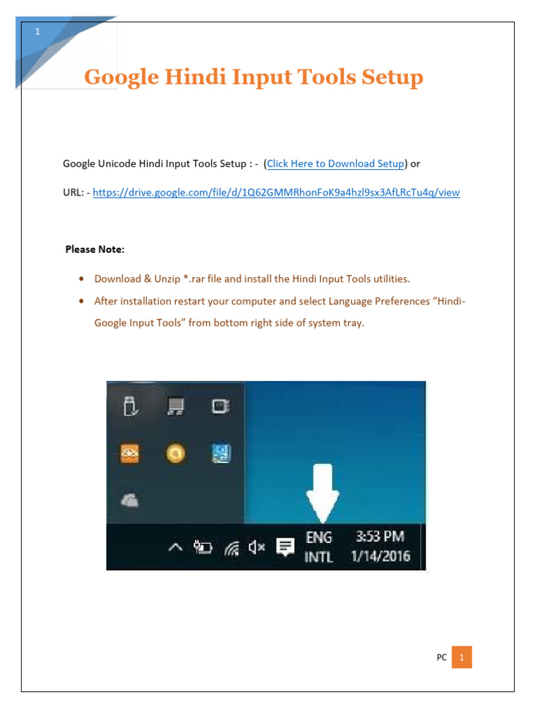 Google Hindi Input Tools Setup | PDF