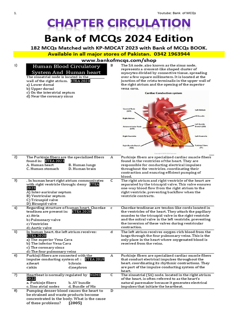 Chapter Circulation Mcqs by Study Corner | PDF