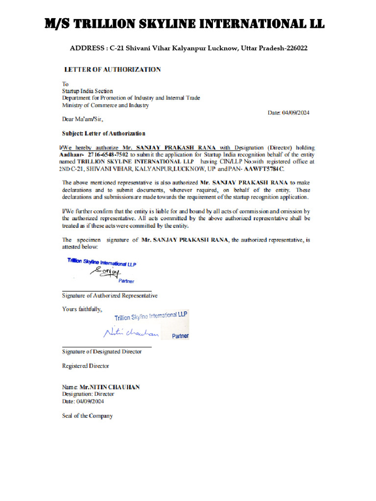 authorization letter gst (1) | PDF authorization letter gst (1) | PDF