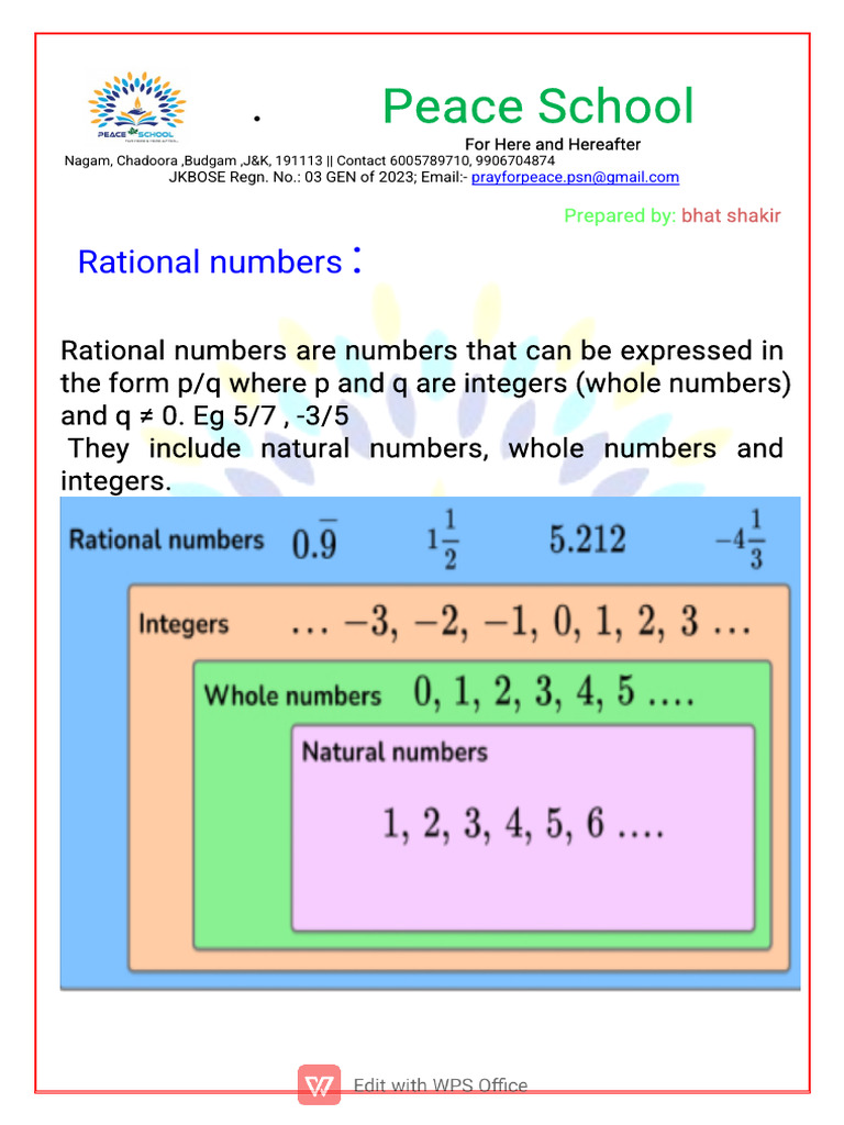 Rational Numbers 7th | PDF