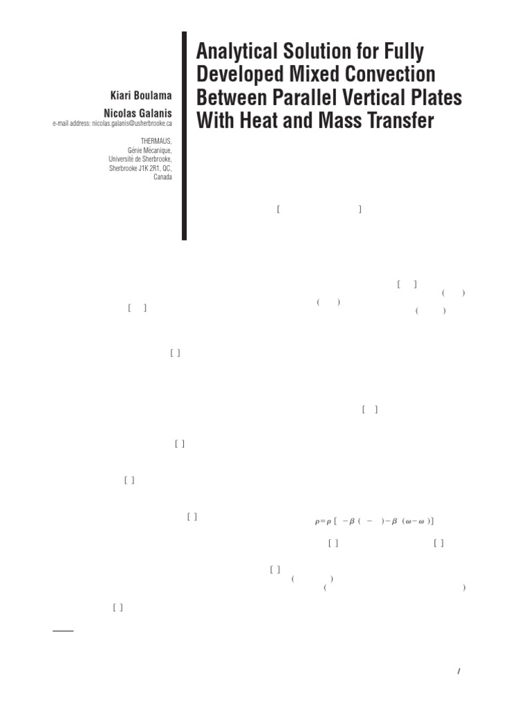 Analytical Solution For Fully Developed Mixed Convection Between ...
