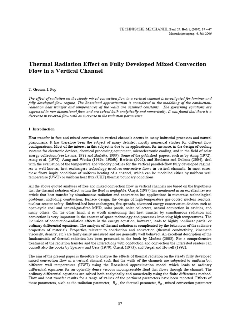 Radiative and Free Convective Effects of A MHD Flow Through A Porous Medium Between Infinite ...