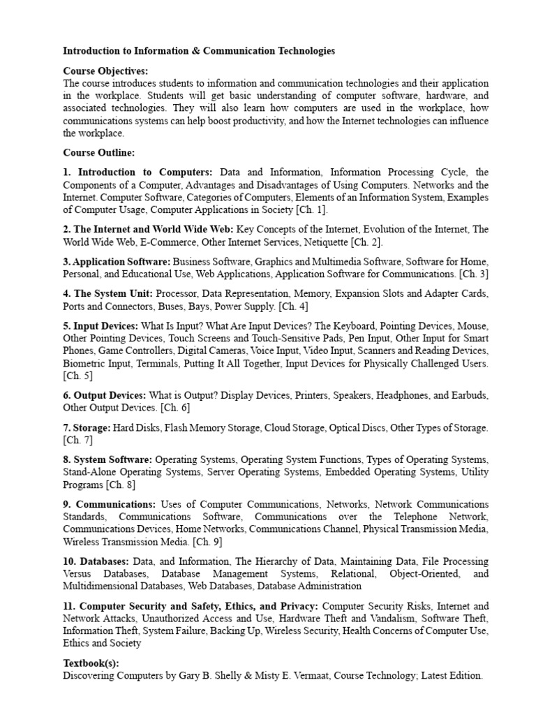 Outline ICT | PDF | Computer Data Storage | Input/Output Outline ICT | PDF | Computer Data Storage | Input/Output