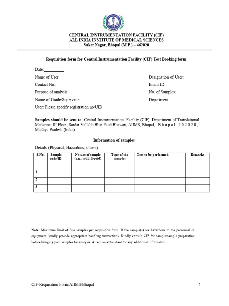 Annexure 3-CIF-Requisition Form FINAL | PDF