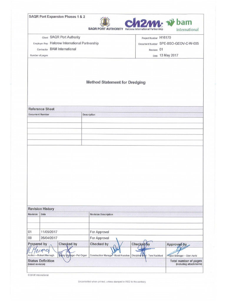 Method Statement For Dredging | PDF