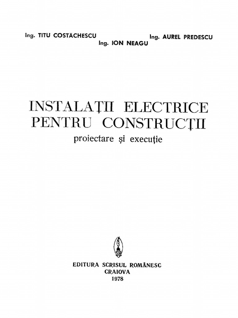 Instalatii Electrice PTR Constructii-Costachescu Etc | PDF