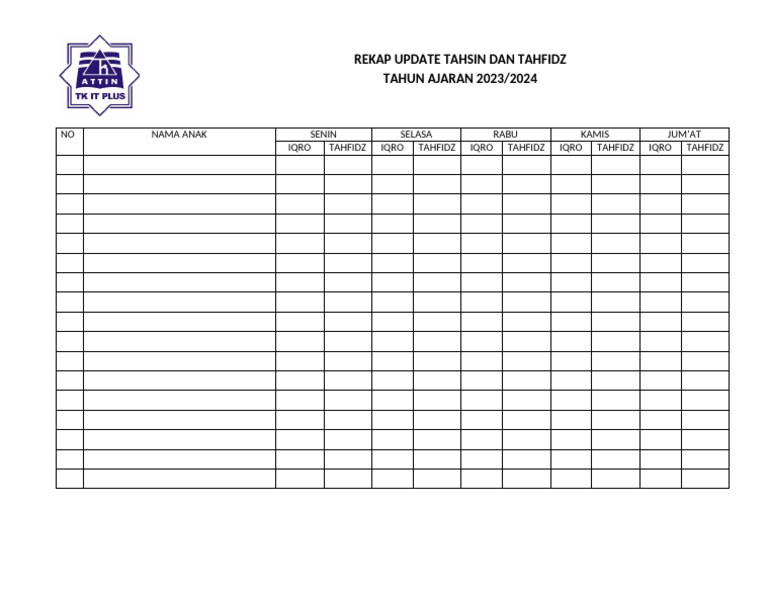 Format Rekap Tahfidz | PDF