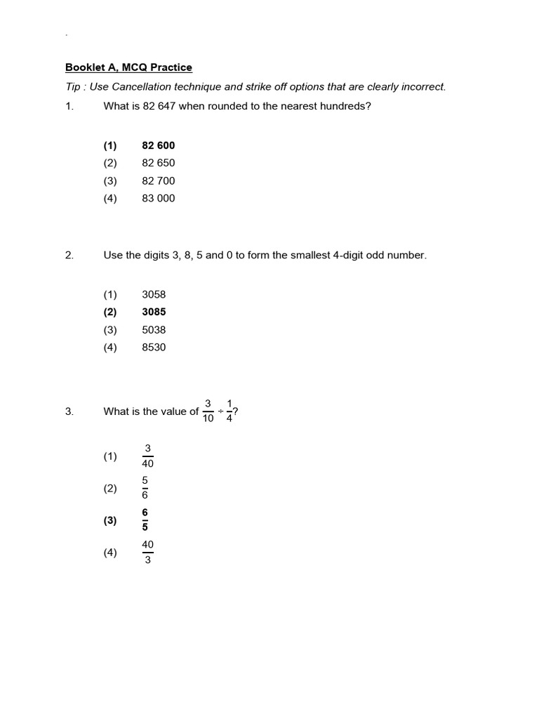 Must Know PSLE Math Questions (Solutions) | PDF