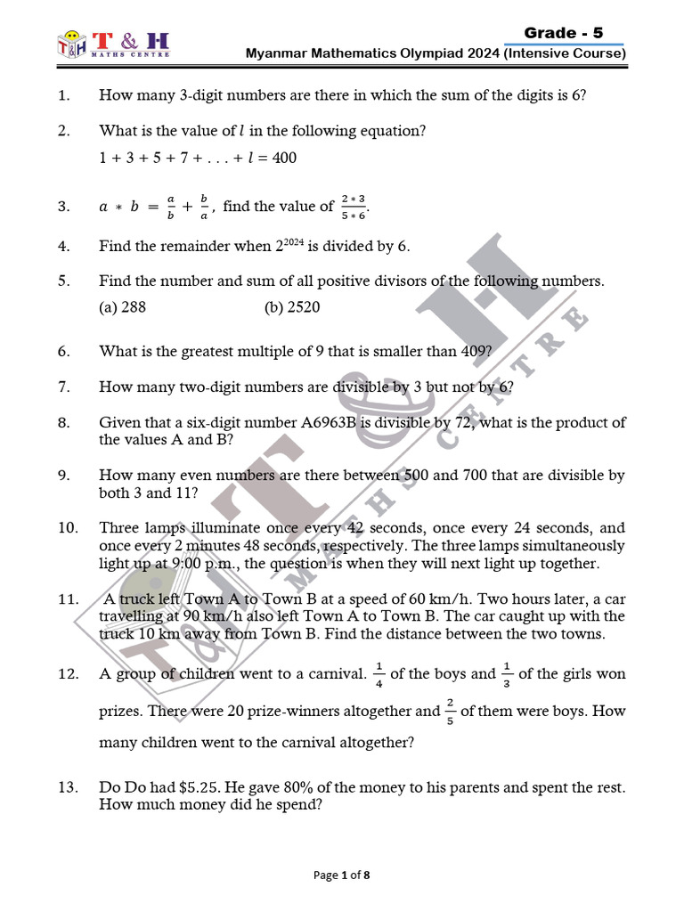 G-5 MMO 2024 (Intensive) Final | PDF | Area | Mathematics