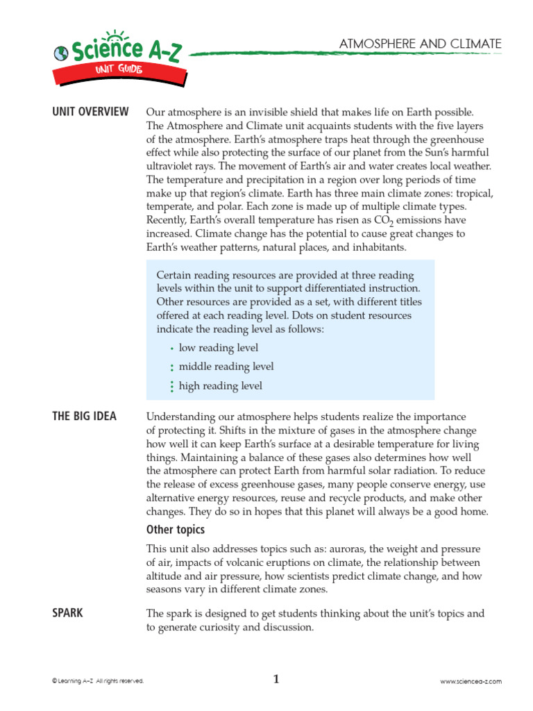 Atmosphere and Climate 5-6 Unit Guide | PDF