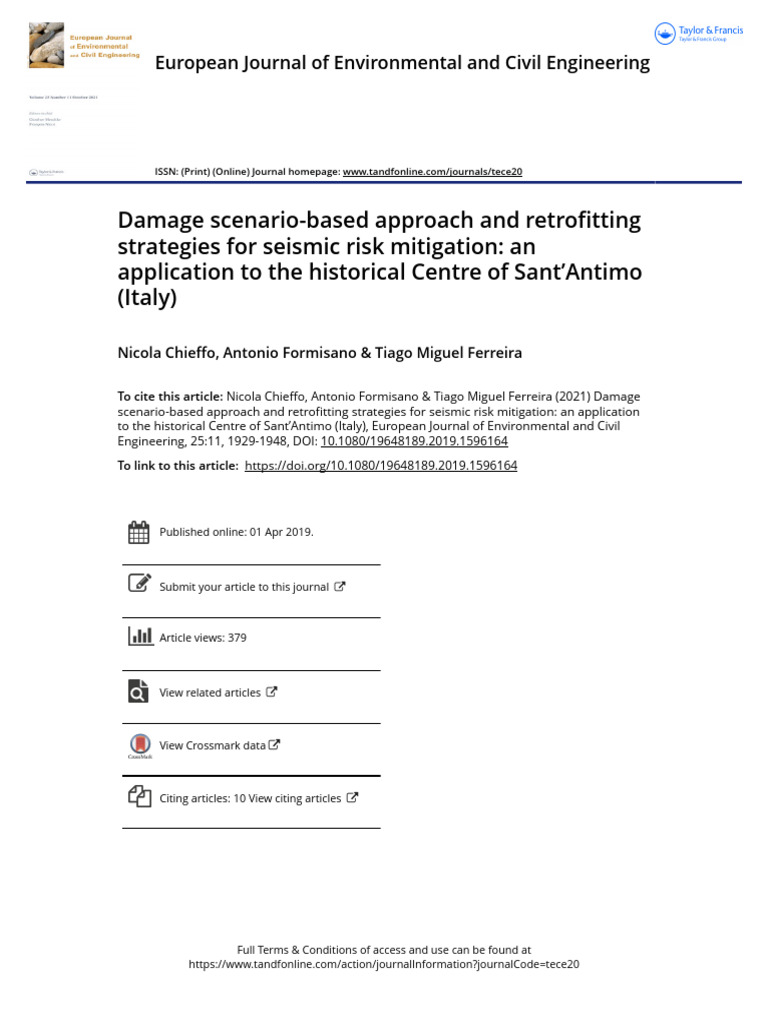 Damage Scenario-Based Approach and Retrofitting Strategies For Seismic Risk Mitigation | PDF