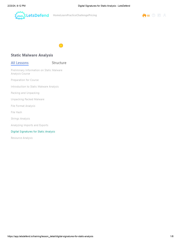Digital Signatures for Static Analysis - LetsDefend | PDF