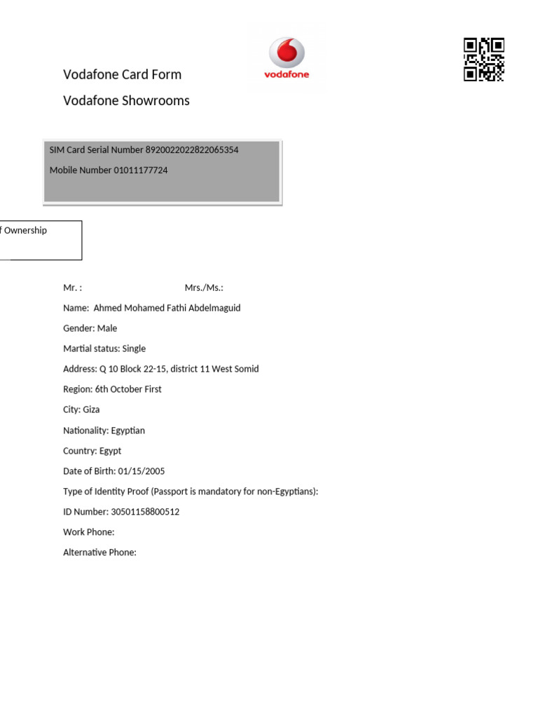 Vodafone Card | PDF