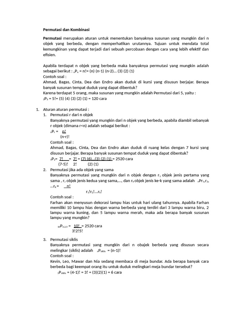 Permutasi Dan Kombinasi | PDF