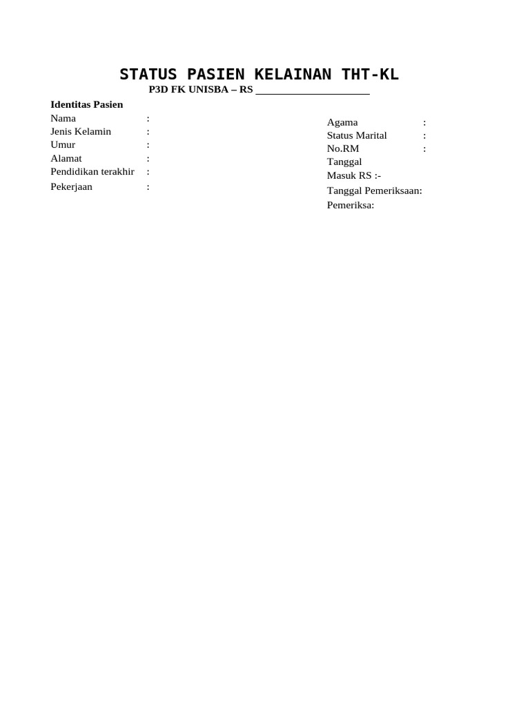 Status THT-KL Kosong | PDF