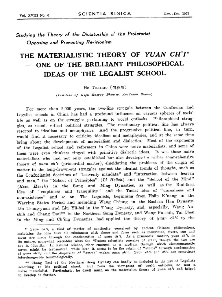 The Materialistic Theory of Yuanqi | PDF