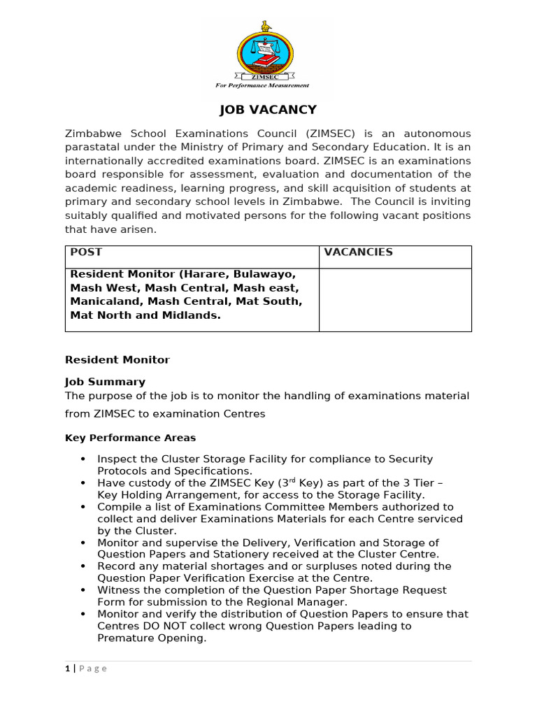 Resident Monitor Advert Draft | PDF